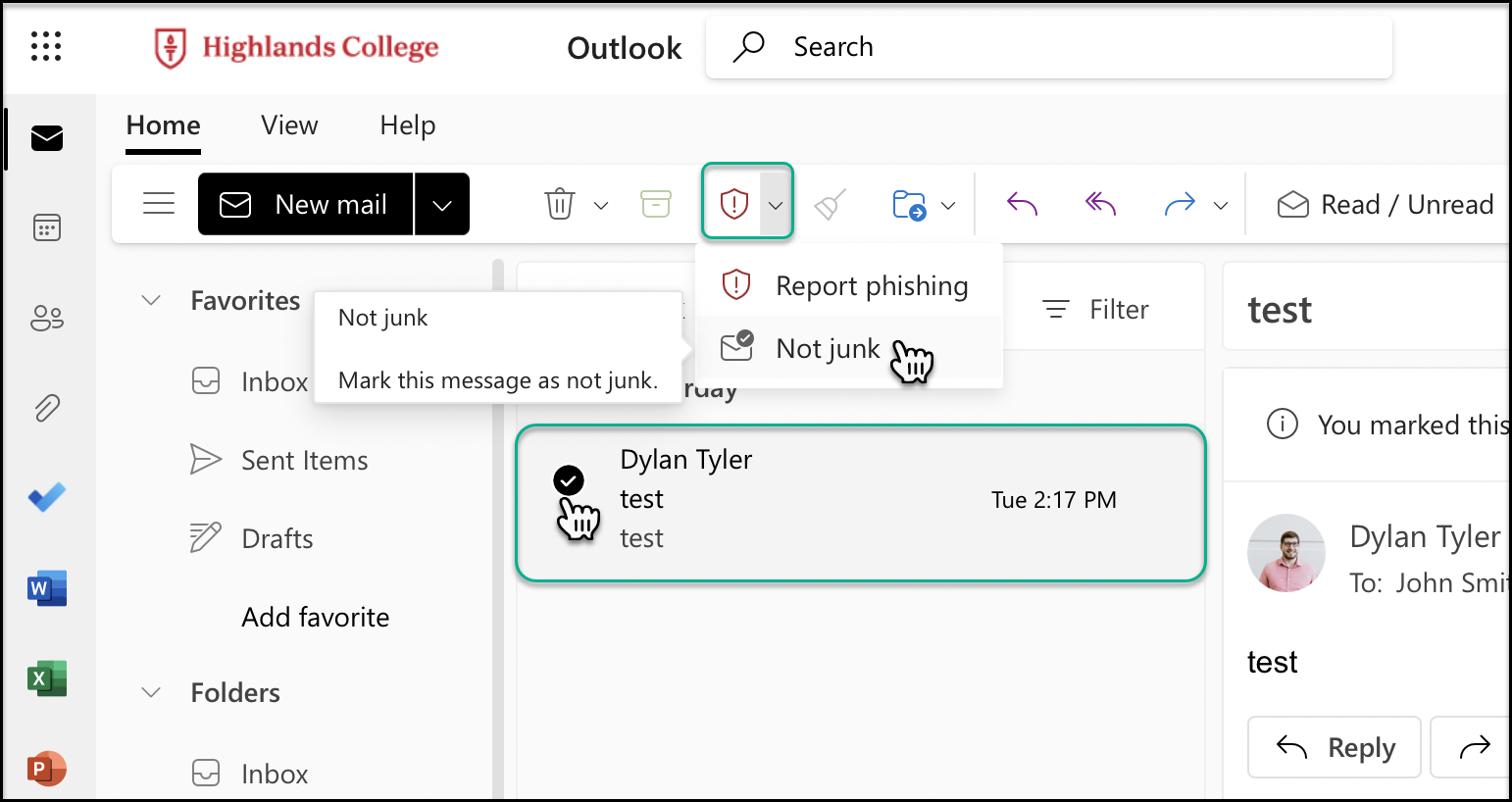 Managing Your Junk Mail in Microsoft 365 Outlook – Highlands College